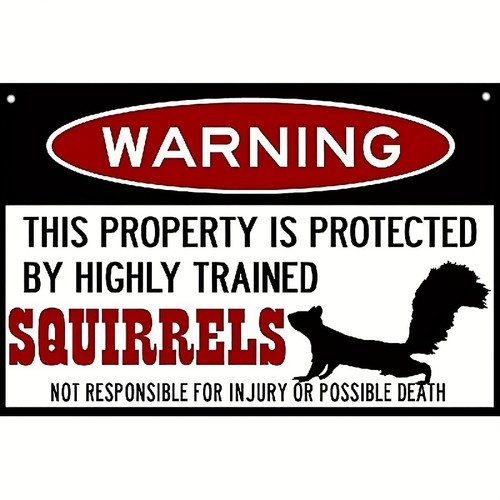1pc Funny Metal Iron Sign, Tin Metal Signs Squirrel Warning Decorative ...