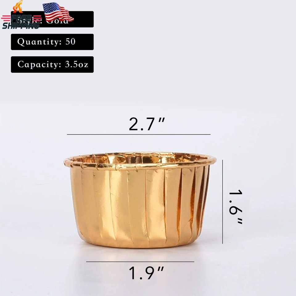 50 Pc Party Hippo Gold Cupcake Foil Baking Cups 3.5 Oz | eBay