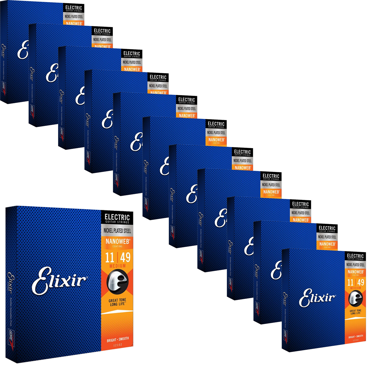 12 Sets Elixir Medium NANOWEB Electric Guitar Strings 12102 11-49 | eBay