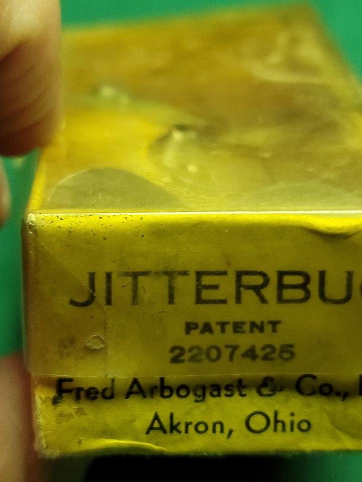 VINTAGE FRED ARBOGAST JITTERBUG FISHING LURE YELLOW with original box ...