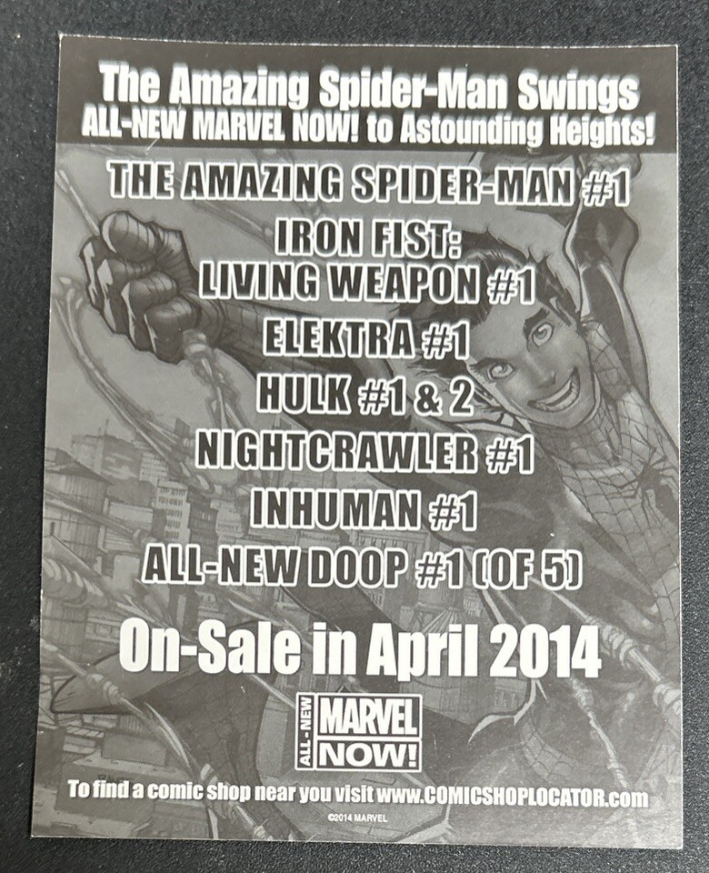 Amazing Spider-Man 1 Peter Parker Returns Promo Ad Card Dan Slott ...