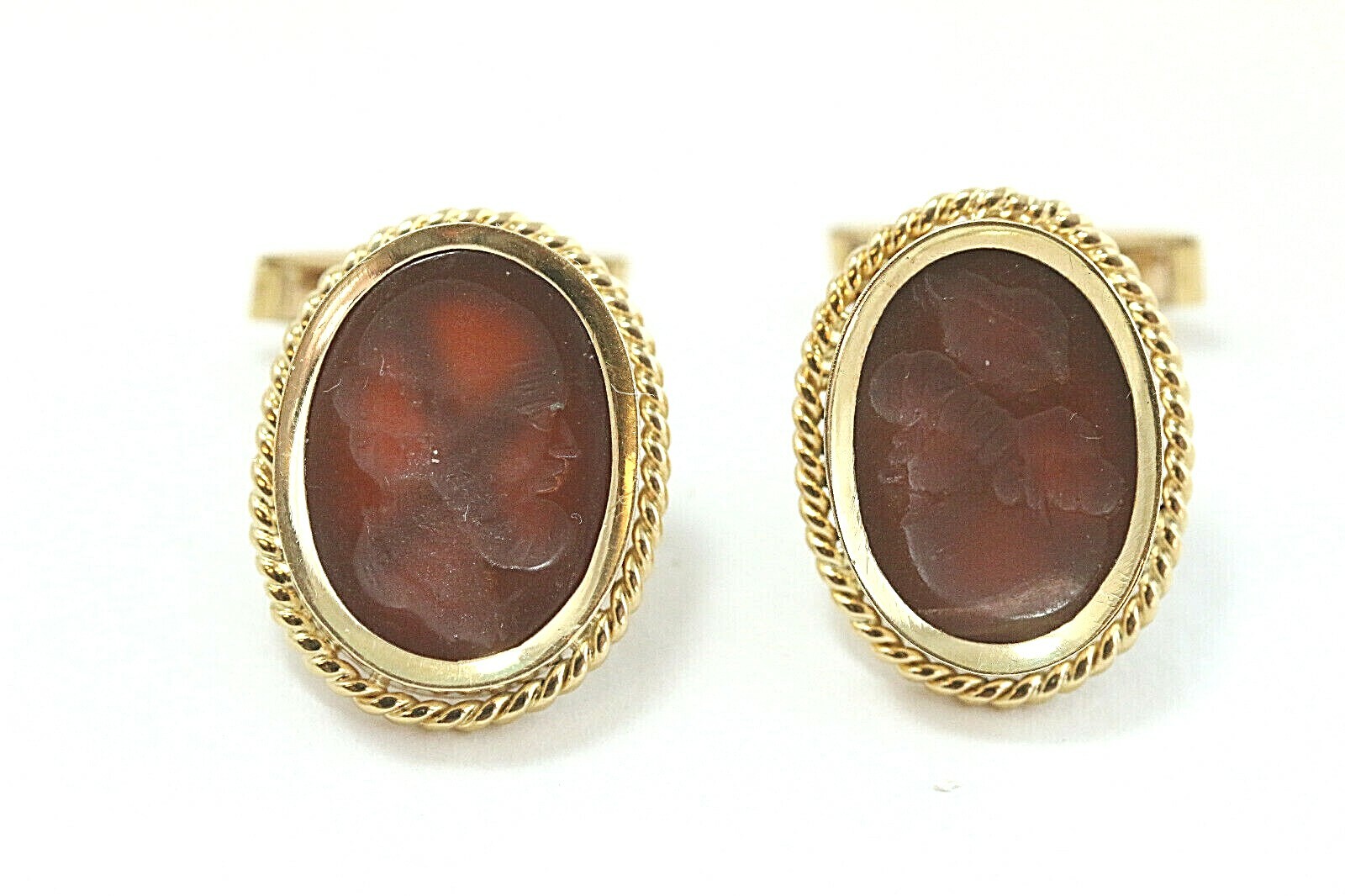 Rare 18K Gold Acid Tested Vintage Cufflinks w/ Europe… - Gem