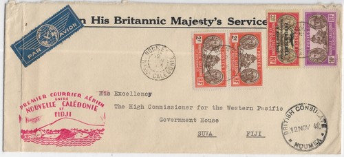1941 British Consulate, Noumea, New Caledonia to Suva, Fiji 1st Flight ...