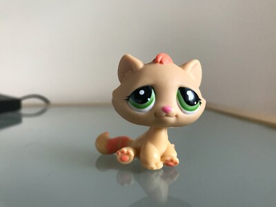 Authentic Littlest Pet Shop Orange Striped Tabby Cat Green Eyes LPS ...