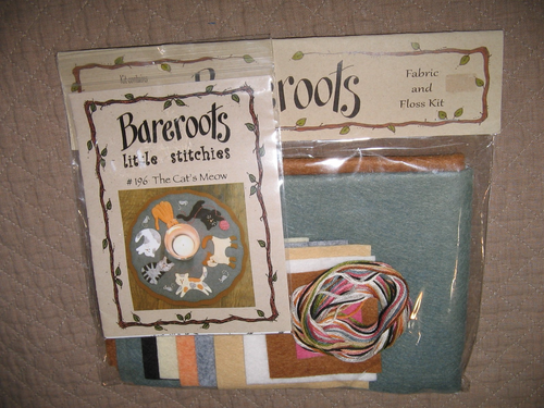 Bareroots #196 The Cats Meow Pattern & Fabric Floss Kit Stitchery ...