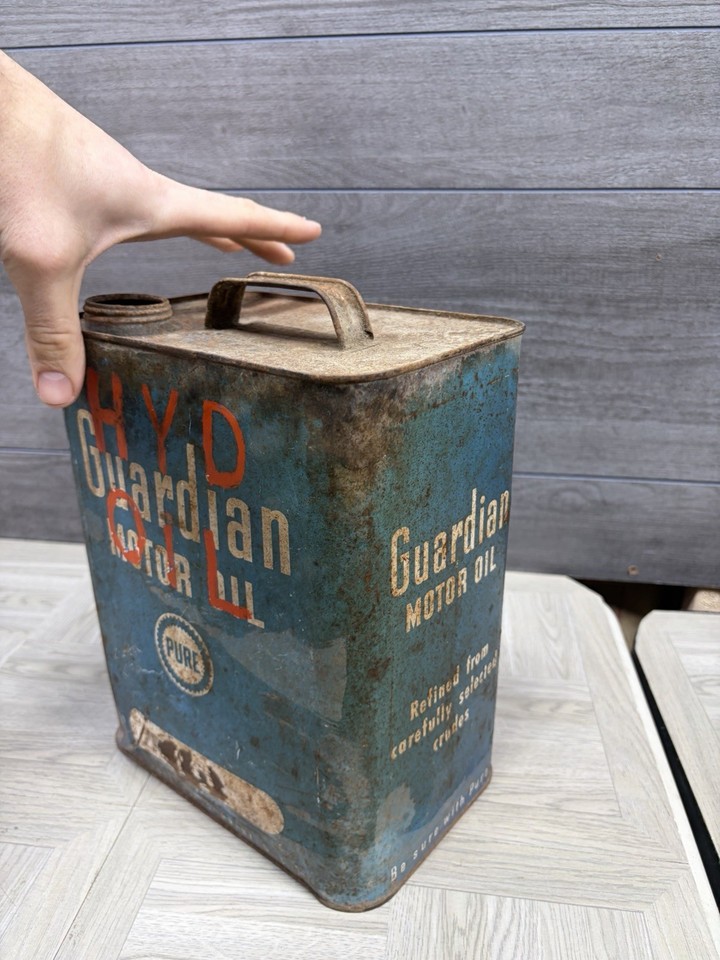VINTAGE 1950'S GUARDIAN MOTOR OIL 2 U.S.GAL. OIL CAN USA Made Blue Car ...