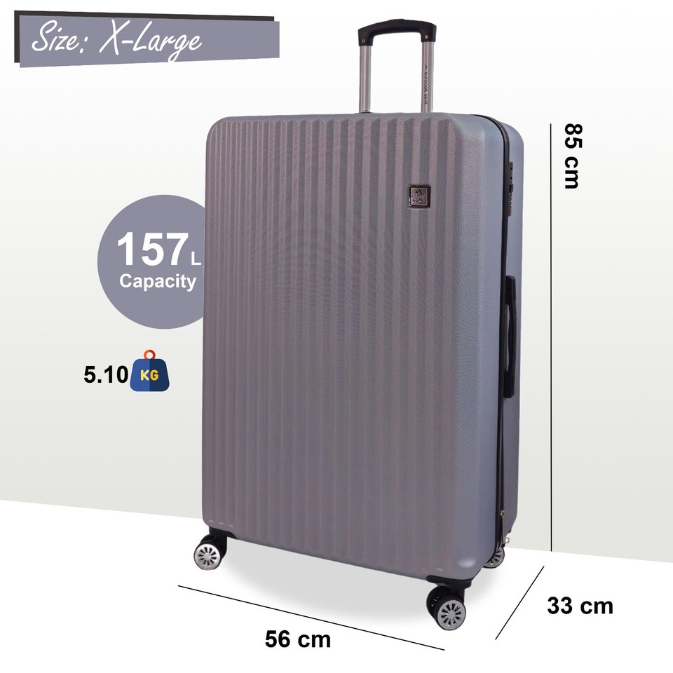 Hard Shell Silver Classic Suitcase Set ABS Cabin Luggage Case Holiday ...