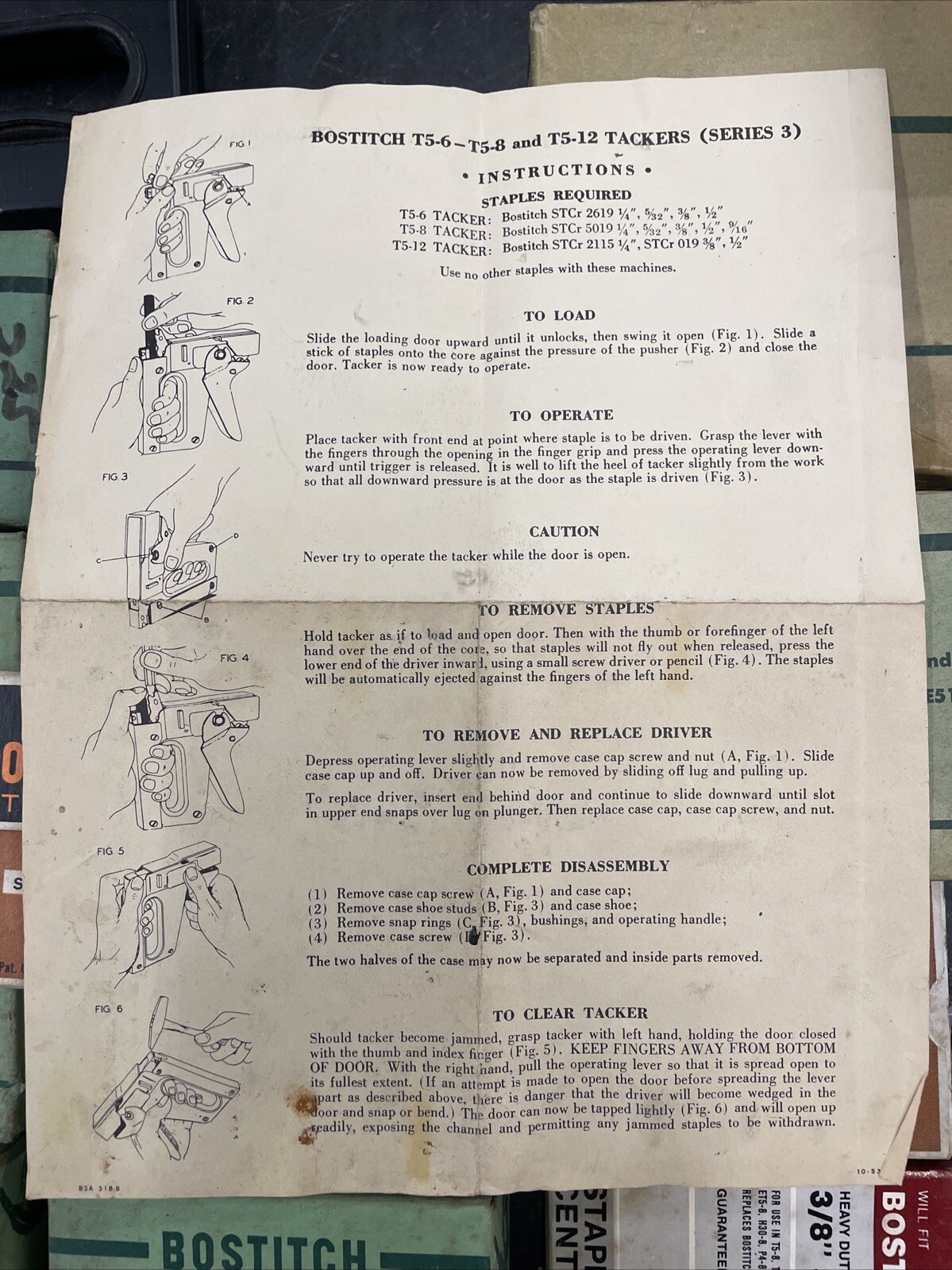 Vtg Bostitch T5 Tacker w/ 1/4” 3/8” 9/16” Staples for T5-8 40,000+ Made ...