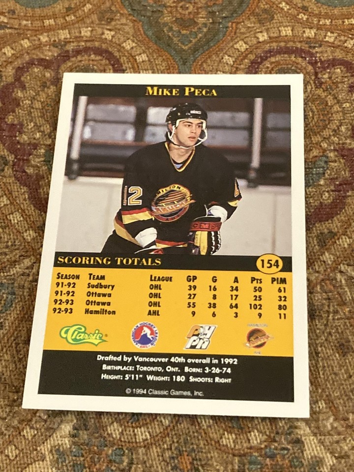 1994 Classic Pro Hockey Prospects #154 Mike Peca | eBay