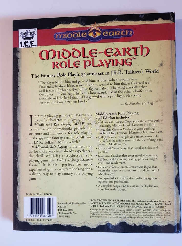 Middle Earth Role Playing (MERP) 2nd Edition COLLECTOR’S EDITION (ICE ...