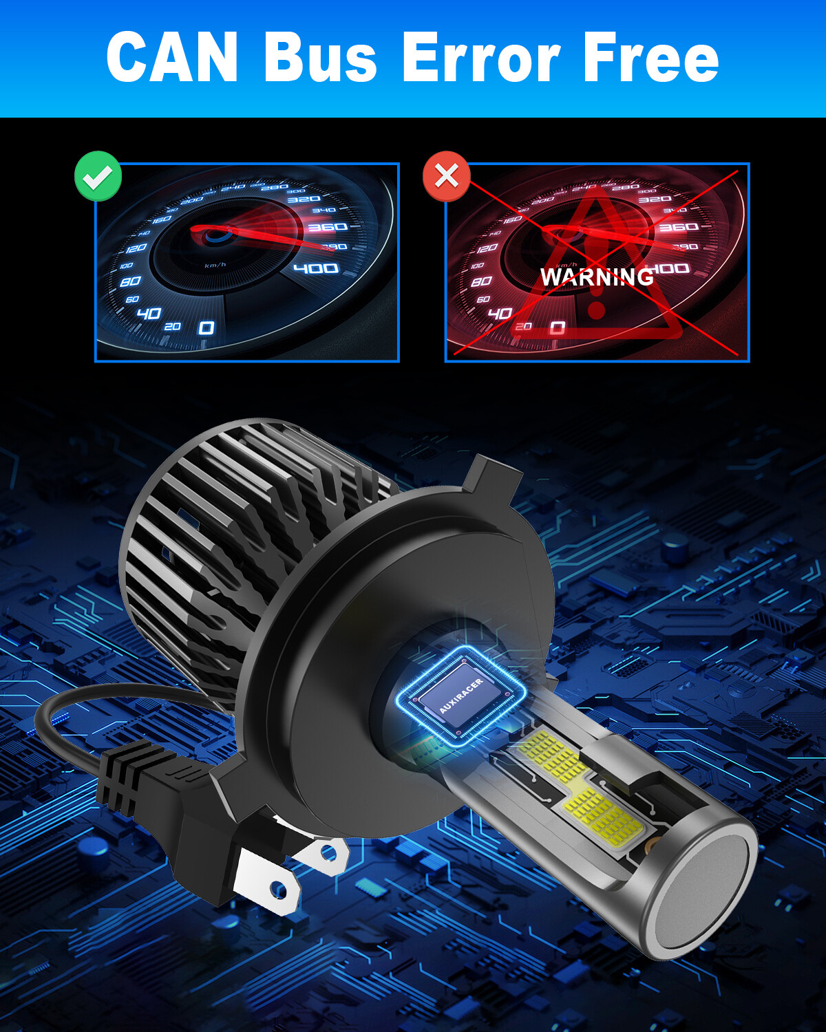 H4 9003 LED Headlights High Low Beam Bulb 100W 6000K Bright White ...