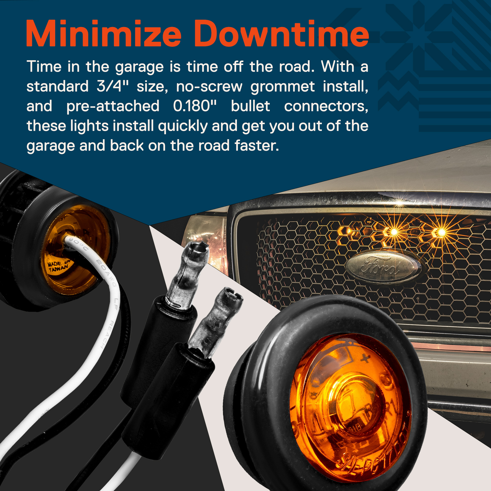 3/4" Round DOT P2PC Amber LED Bullet Clearance Marker Lights for ...