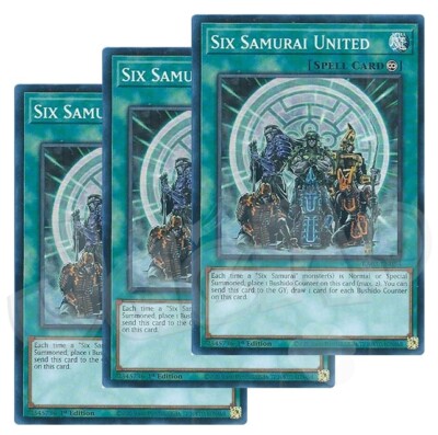 Yugioh - Six Samurai United x 3 - 1st Edition Super Rare NM - Free Holo ...