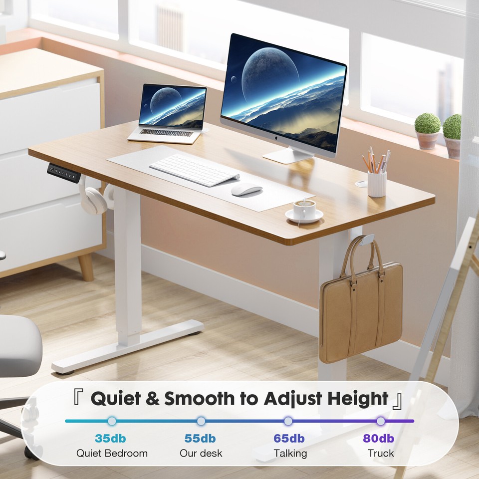 Electric Height-Adjustable Desk, Standing Desk With Splicing Board＆Side ...