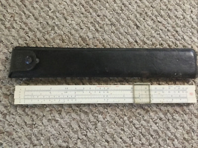 VTG FREDERICK POST SLIDE RULE 1447 SUN HEMMI JAPAN - BAMBOO W/ LEATHER ...