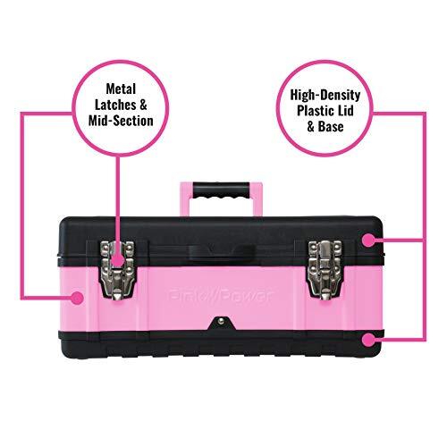 Pink Tool Box For Women 18" Small Metal & Plastic Portable Lightweight ...