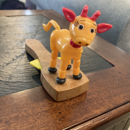 Vintage British TM Push Puppet Plastic Collapsible Cow/Horse Toy Hong ...