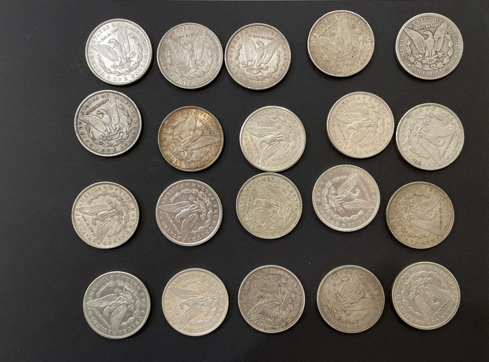 US Morgan Silver Dollars - 2 Rolls of 20 coins each 40 Coins in Total ...