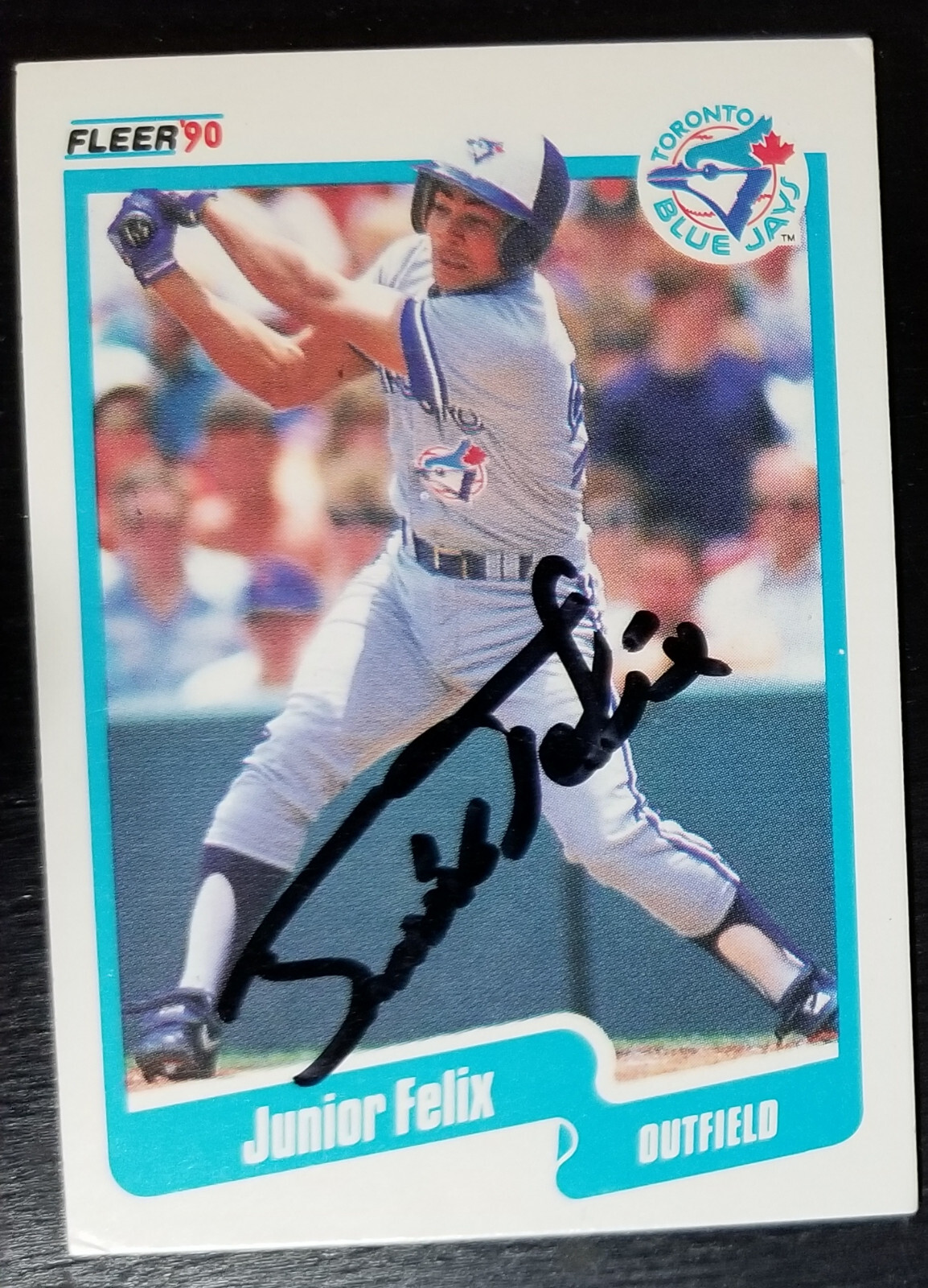 Junior Felix Autographed Signed 1990 Fleer Toronto Blue Jays OF black ...