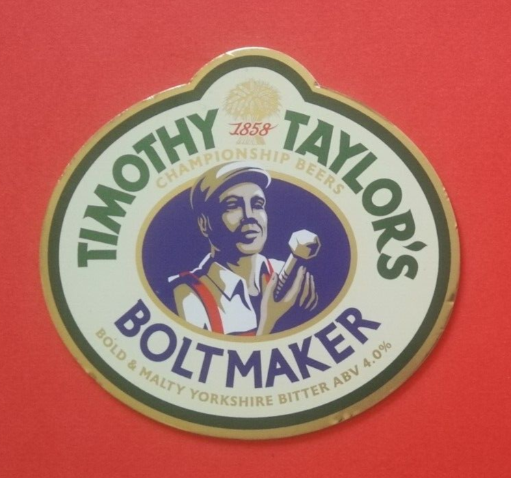 TIMOTHY TAYLOR brewery BOLTMAKER real ale beer pump clip badge front ...