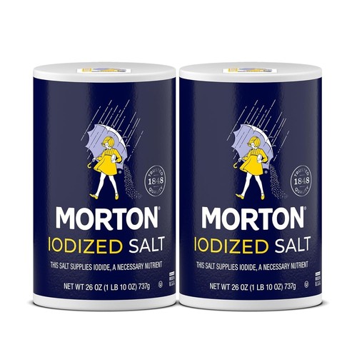Morton Iodized Salt Round Cans All-Purpose (Pack of 2 26 Oz) for sale ...