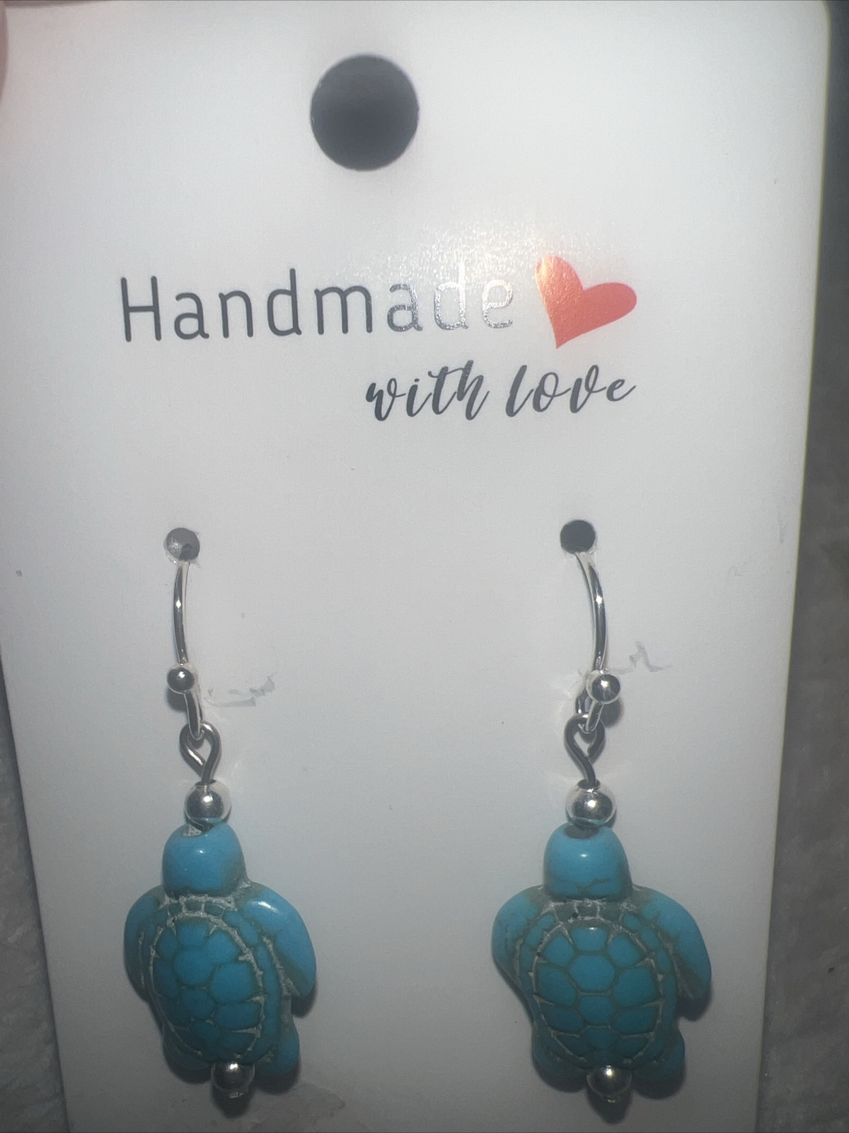 Blue Bead Turtle Earrings W/ Silver Hook Dangle, Fashion, Womens, Beach, Turtles | eBay