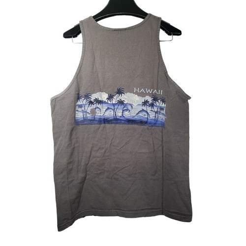 VTG 90s Maui Hawaii Tank Top Mens L Dark Gray Blue Dolphin Palm Tree ...