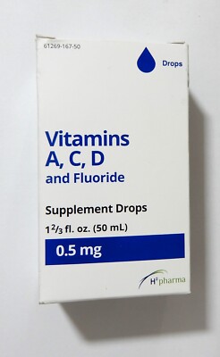 (2PK) H2 Pharma Vitamins A/C/D & Fluoride 0.5 mg Drops, 1.66 Fl Oz ...