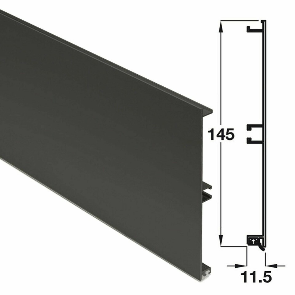Aluminium Kitchen Unit Plinth Trim Kickboard 145 x 3000mm Graphite ...