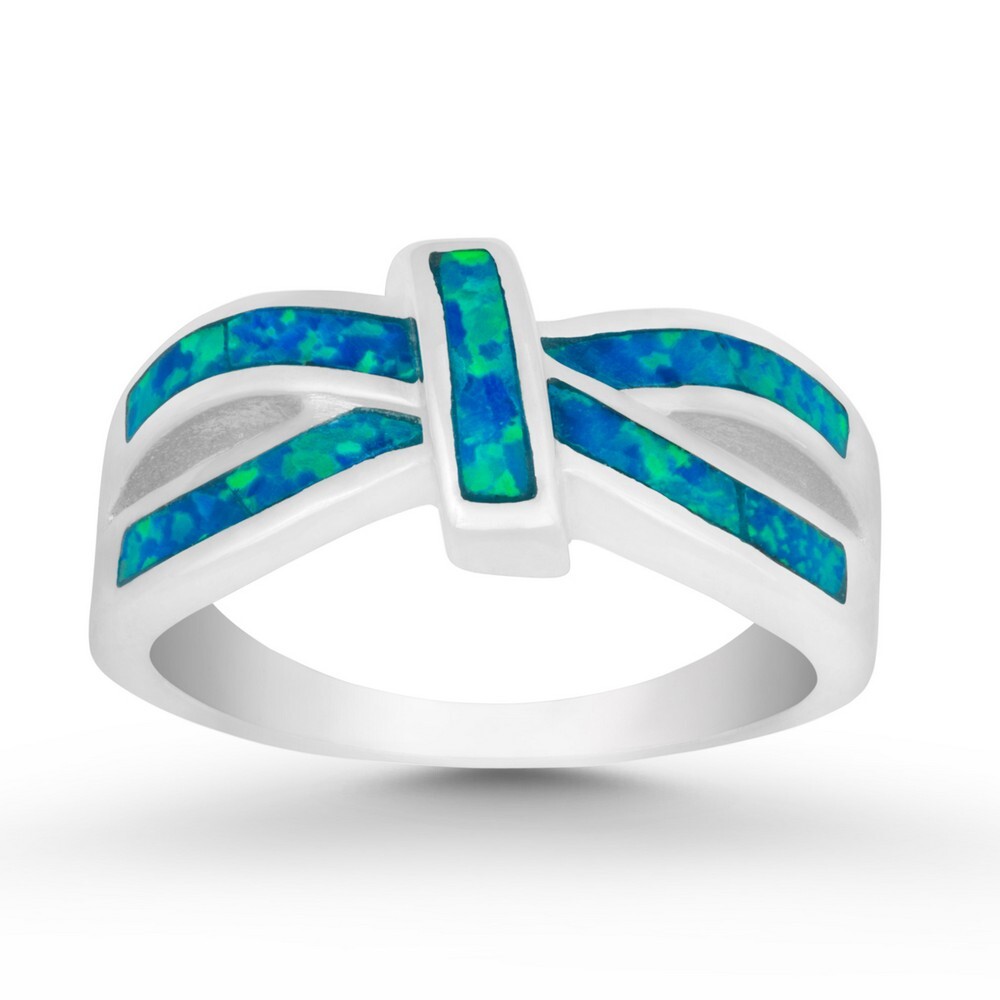 Sterling Silver Blue Inlay Opal Ring | eBay