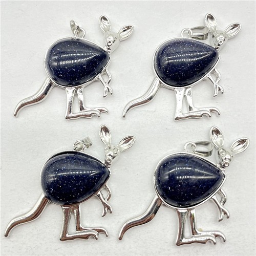 10pcs Natural Blue Sand Stone Kangaroo Pendants Reiki Healing DIY ...