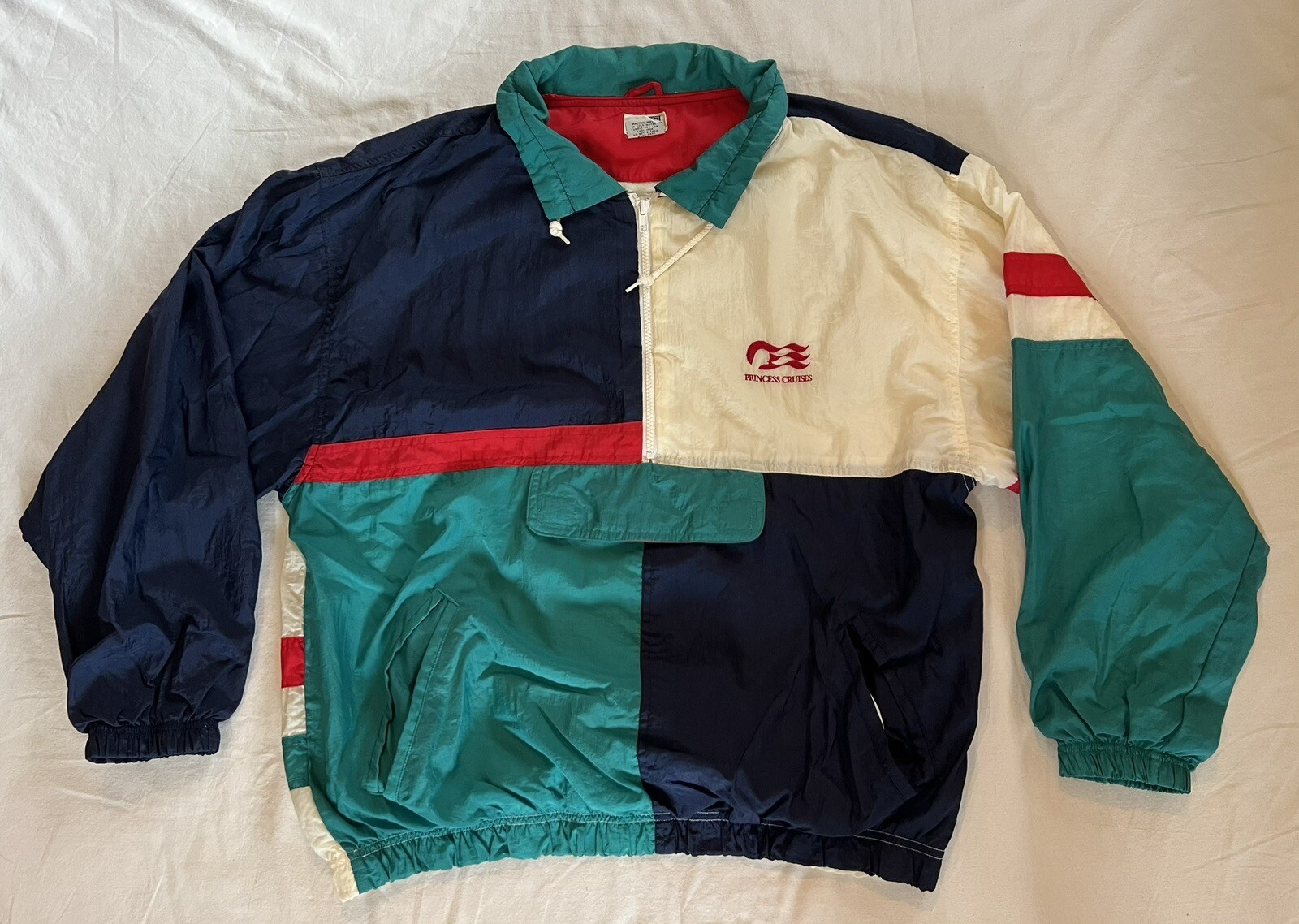 Princess Cruise Retro Windbreaker 1/4 Zip Jacket Size… - Gem