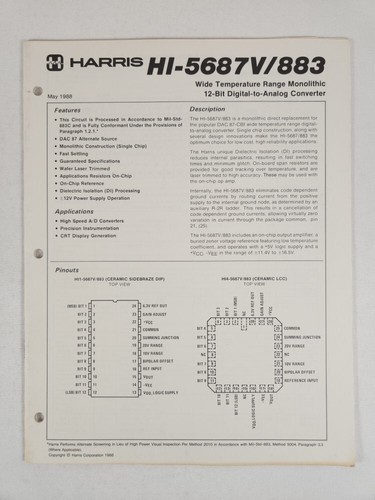 Harris Guide HI-5687V/883 Wide Temperature Range Monolithic 12-Bit ...