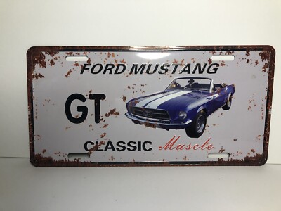 Ford Mustang GT classic muscle Car Tin Licence plate, Sign man-cave ...
