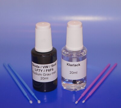 Lackstift-Set VW , Skoda , Seat, LF7Y , F7Y, Rodium Grau, 2x 20ml + 4 ...