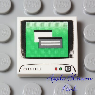 NEW Lego 2x2 WHITE TILE Desk-top Computer Green Screen Monitor Pattern ...