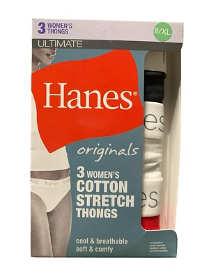 Hanes Ultimate 3-Pair Womens Thongs Underwear Panties Cotton Originals ...