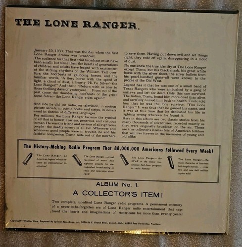 33 rpm vinyl the Lone Ranger, Album No 1 | eBay