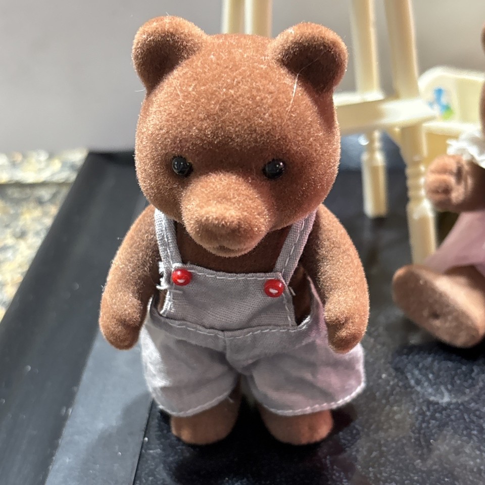 Vtg RARE Calico Critters Sylvanian Families Early Brown Bear Mom Dad ...