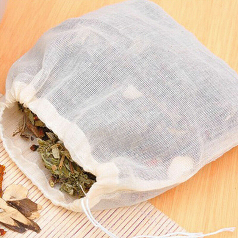 10pcs Cotton Muslin Filter Bag With Drawstring For Cooking Separate ...