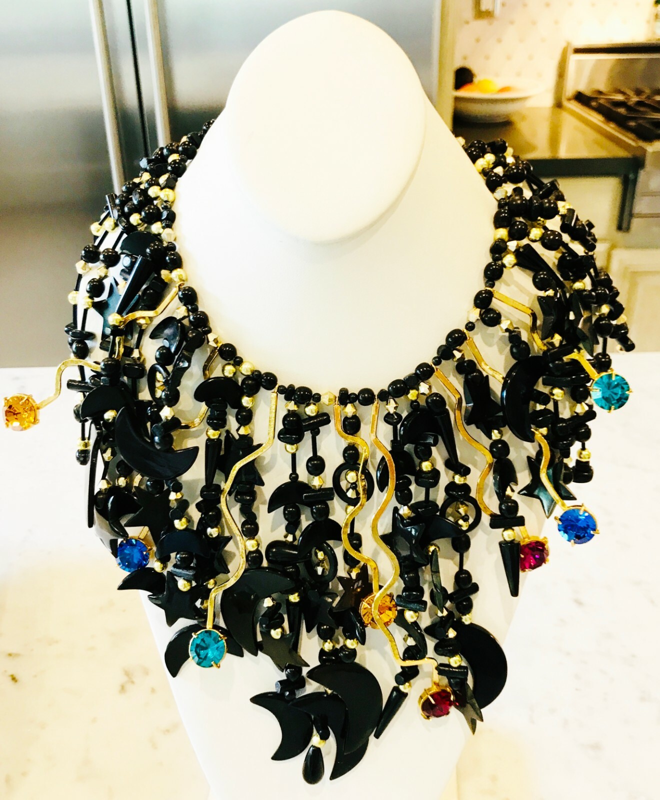 HUGE RARE MONIES MOON STAR NECKLACE 1980'S SIGNED BLA… - Gem