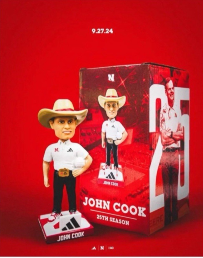 Nebraska Volleyball Husker Coach John Cook 25th Season Cowboy Hat SGA ...
