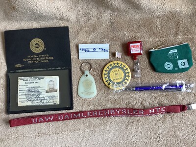Vintage UAW Chrysler Lot~Journeyman Card~Pin~2 Lanyards~Coin Purse ...