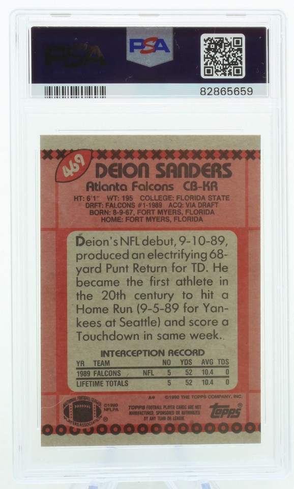 Topps - 1990 Deion Sanders 469 Disclaimer Back PSA 10 | eBay
