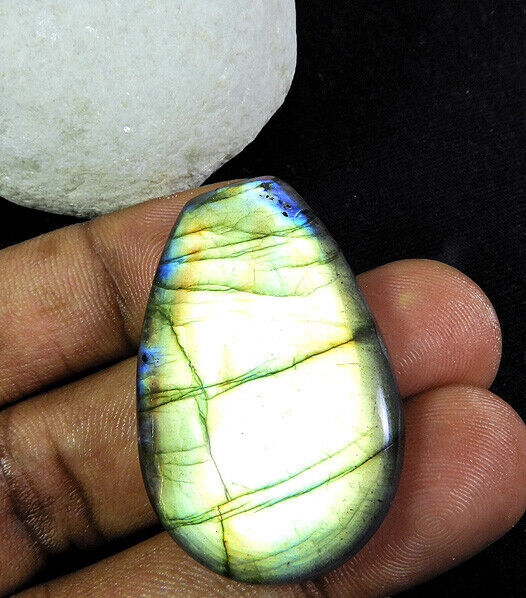 Natural Labradorite Golden Flash Fancy Cabochon Loose Gemstone 27X42X07 ...