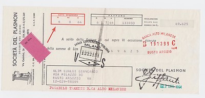 CHEQUE, CHECK ITALY BANCA COMMERCIALE ITALIANA MILANO, SOCIETA DEL ...