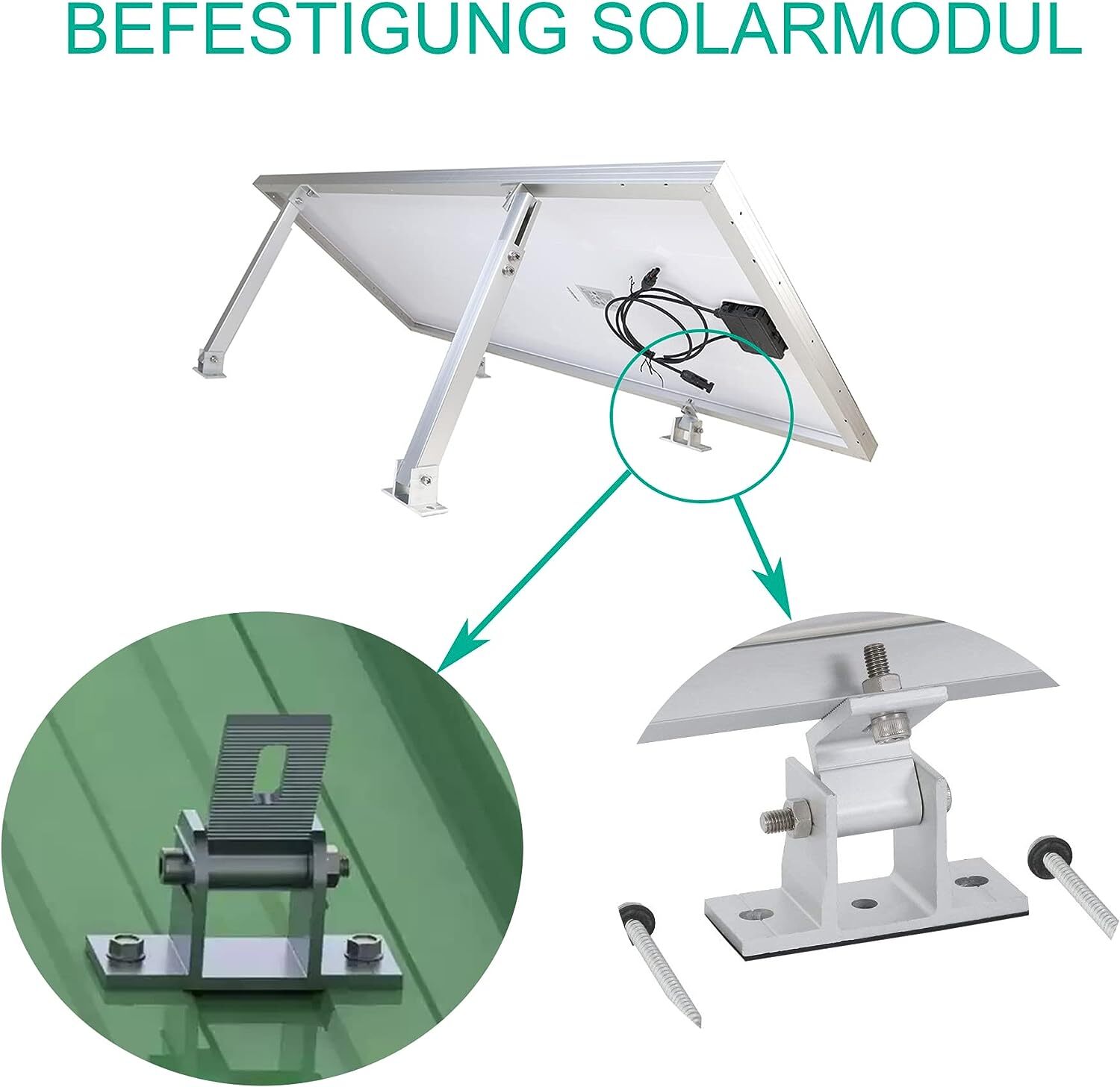 Solarmodul verstellbare Winkel von 0°-60° Halterung Flachdach PV ...