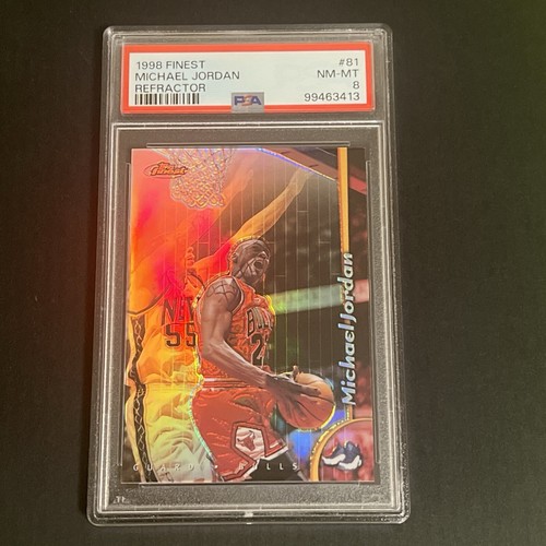 1998-99 Topps Finest Michael Jordan REFRACTOR PSA 8 Chicago Bulls #81 ...