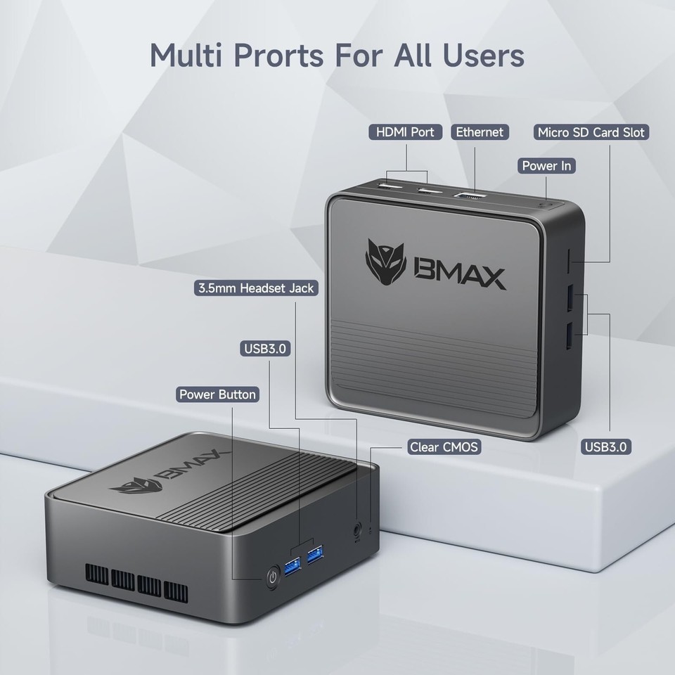 Bmax B3 Mini PC, Intel N5095(Up to 2.9GHz), 8GB DDR4 RAM/256GB SSD, Win ...