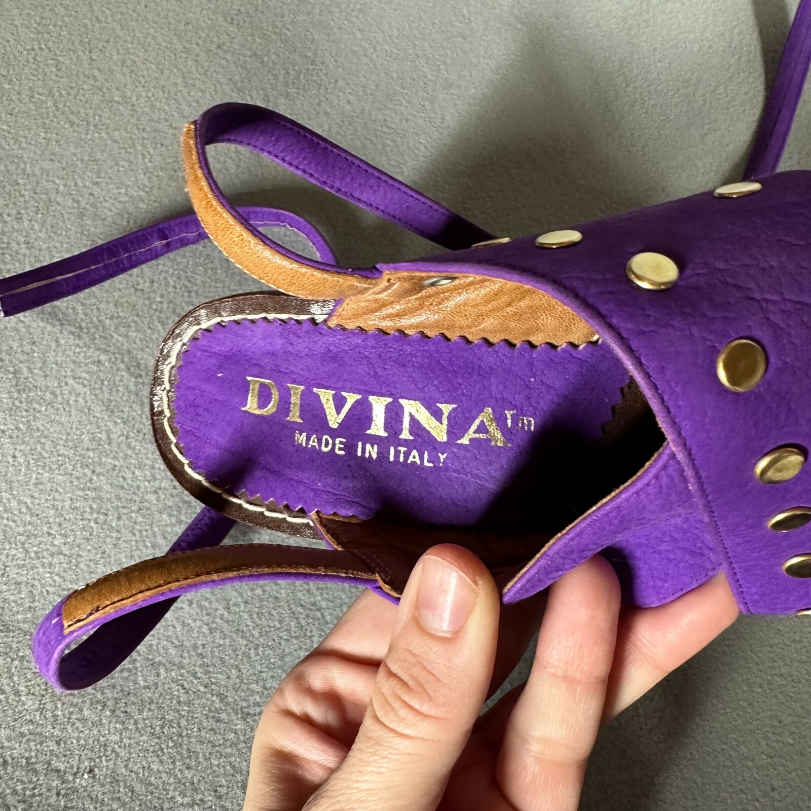 Vintage 70's Original High Heels Chunky Purple Gold S… - Gem